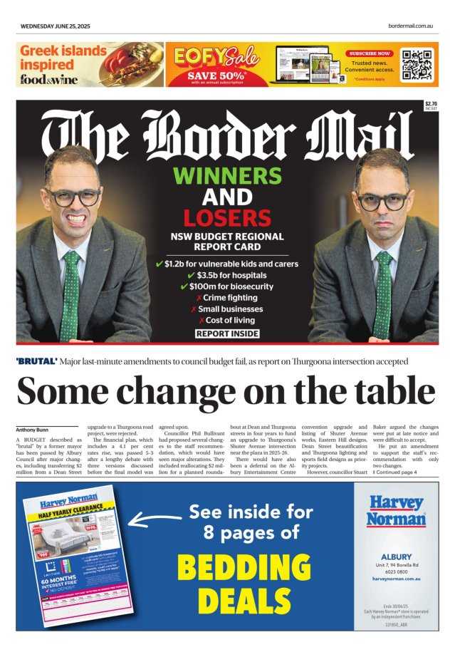 Today's Paper | The Border Mail | The Border Mail | Wodonga, VIC