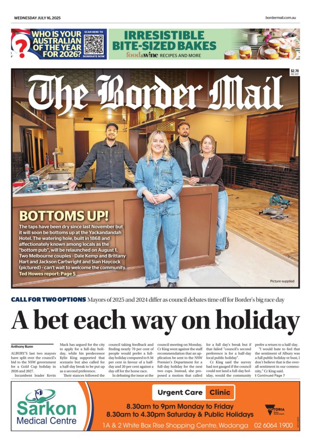 Today's Paper | The Border Mail | The Border Mail | Wodonga, VIC