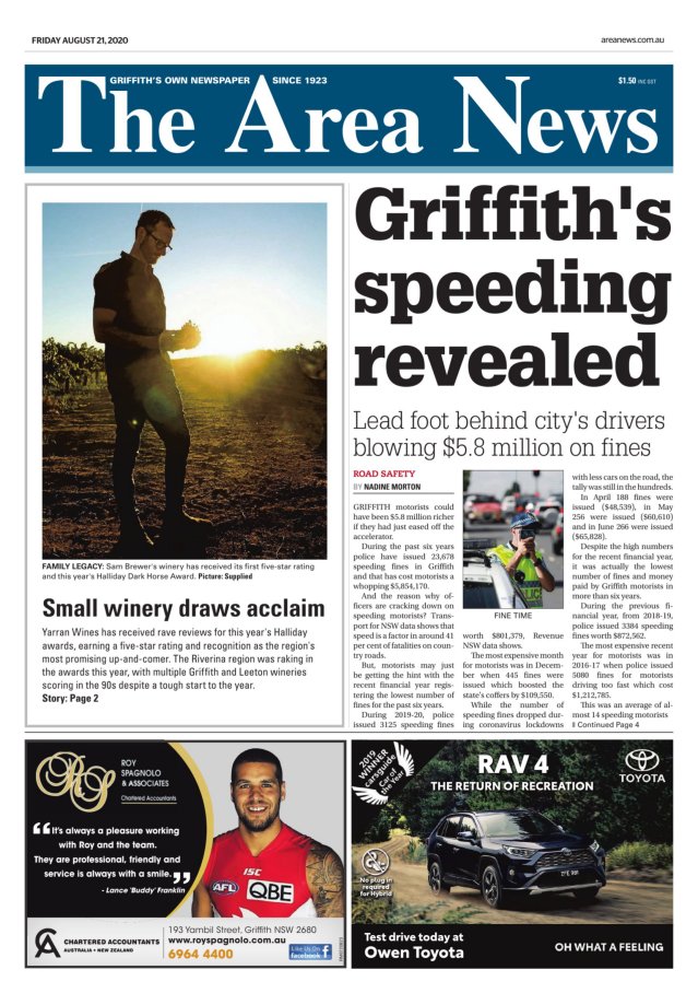 Today's Paper | The Area News | Griffith, NSW