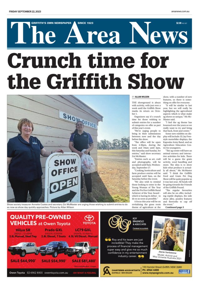 Today's Paper | The Area News | Griffith, NSW
