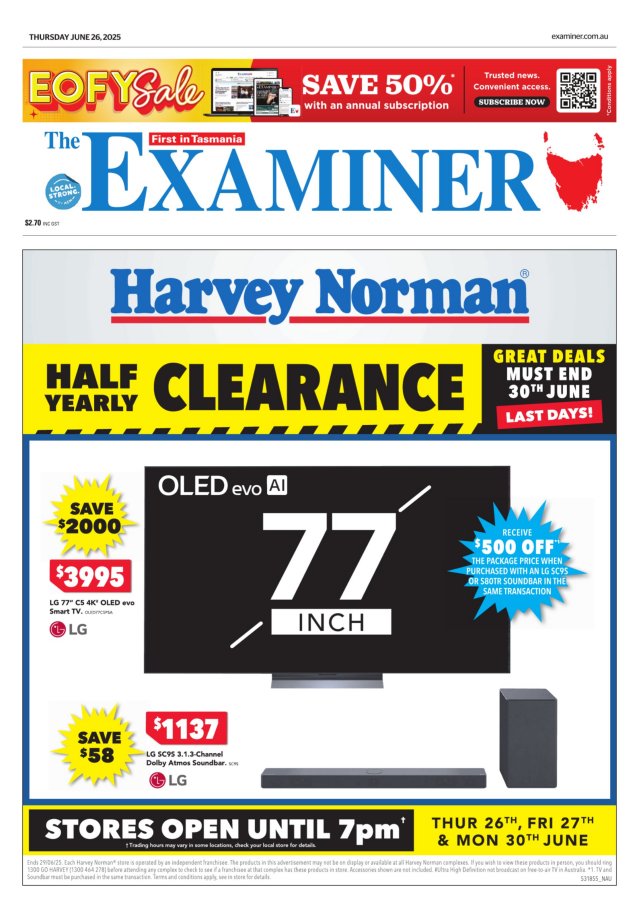 Today's Paper | The Examiner | The Examiner | Launceston, TAS
