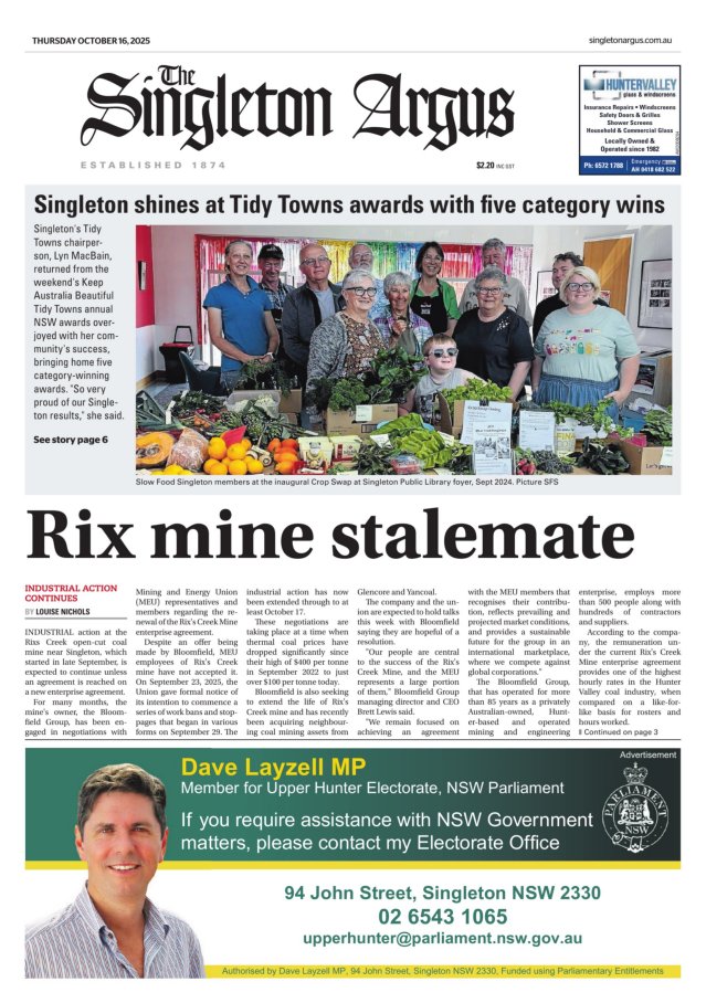 Today's Paper | The Singleton Argus | The Singleton Argus | Singleton, NSW